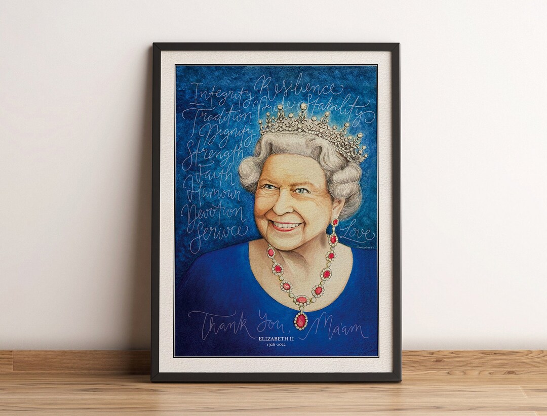 Thank You Ma'am A4 Queen Elizabeth II Illustrated Print - Etsy
