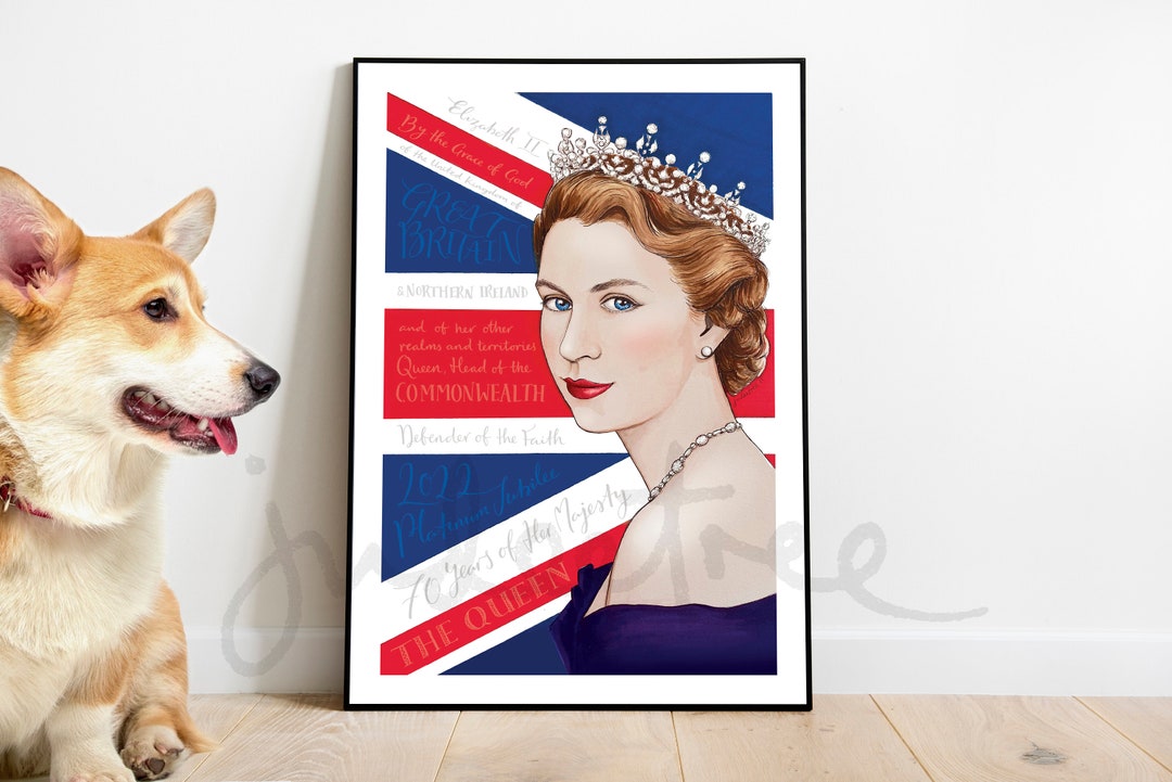 Queen Elizabeth II Illustrated A4 Print - Etsy