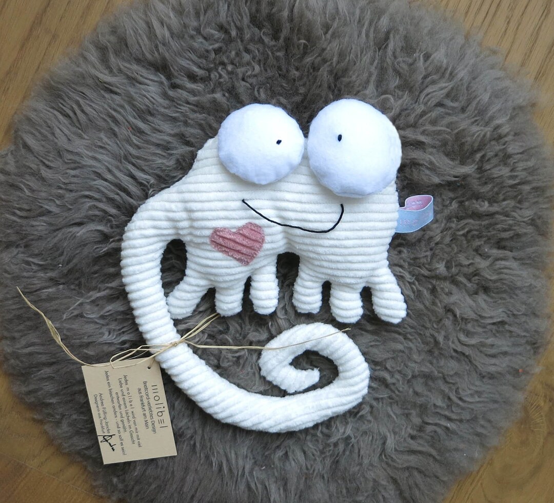 Cream White Favorite Heart Cuddly Monster Cuddly Toy - Etsy UK