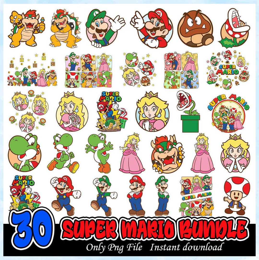 Super Mario PNG Bundle, Mario Clipart Bundle, Super Mario Bros PNG ...
