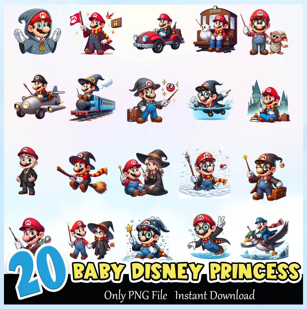 Mario Potter Png Bundle, Wizard PNG, Harry Mario Png, Kawaii Svg ...