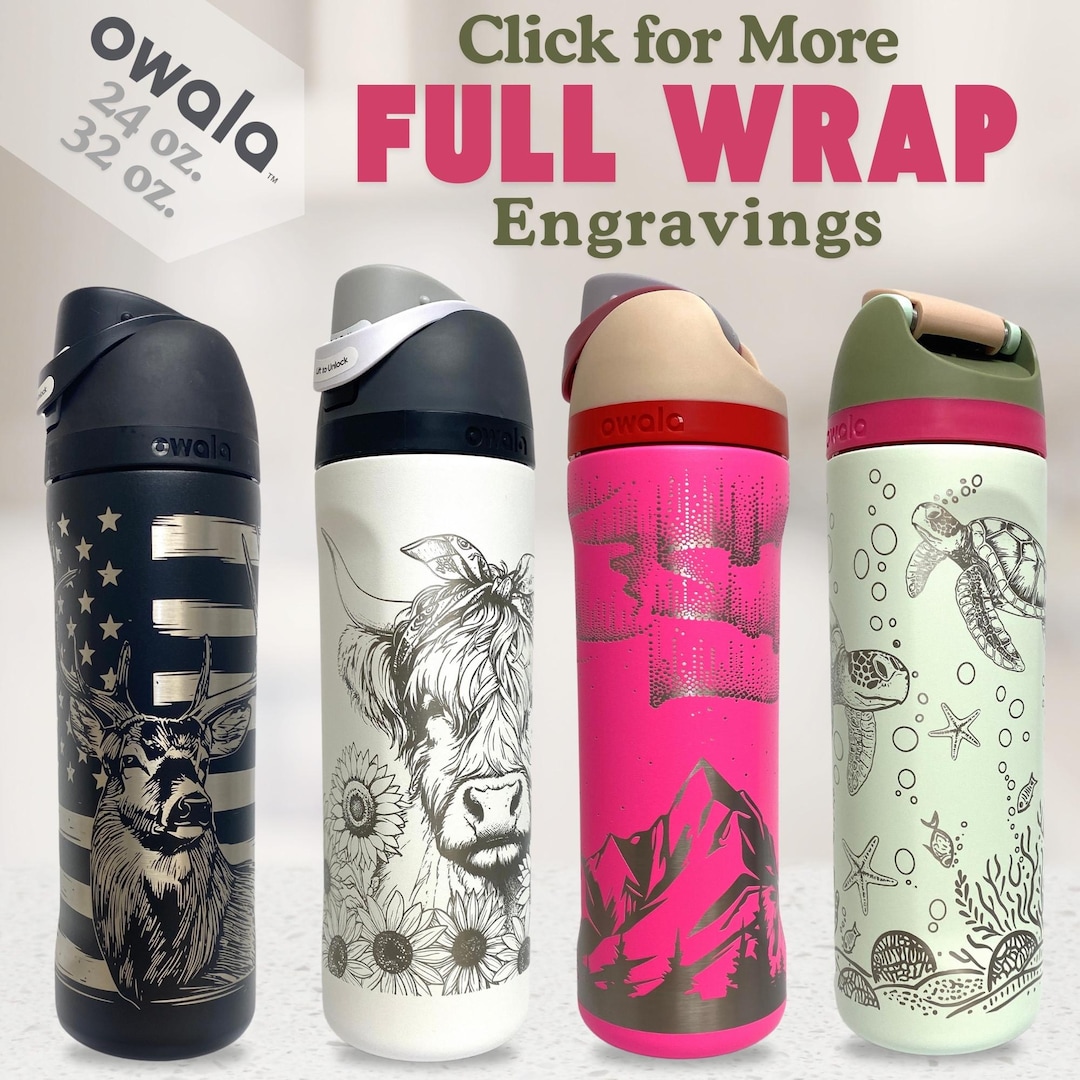 Engraved Full Wrap Owala Freesip 24 Oz & 32 Oz Water Bottle | Choose Your Design | Unique Gift ...