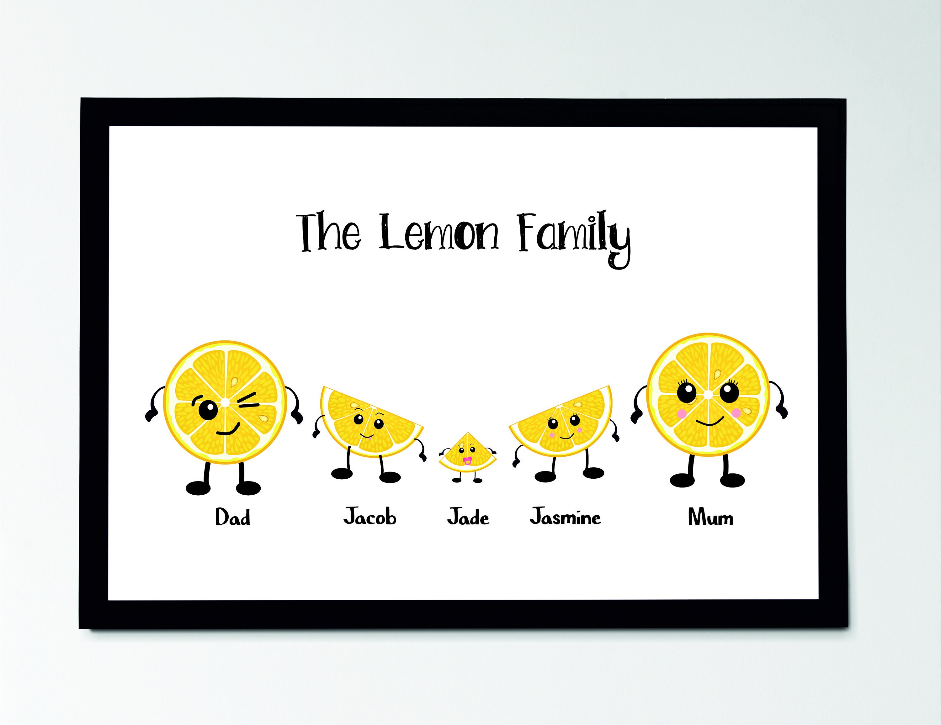 Lemon Family Print Personalised 250gm card framed or - Etsy.de