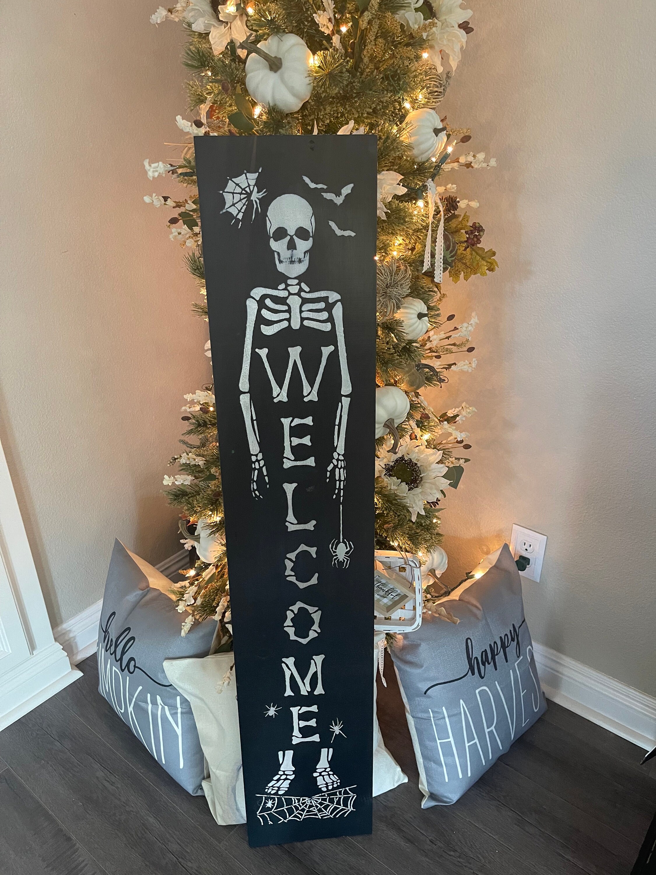 Skeleton Welcome Porch Sign - Etsy