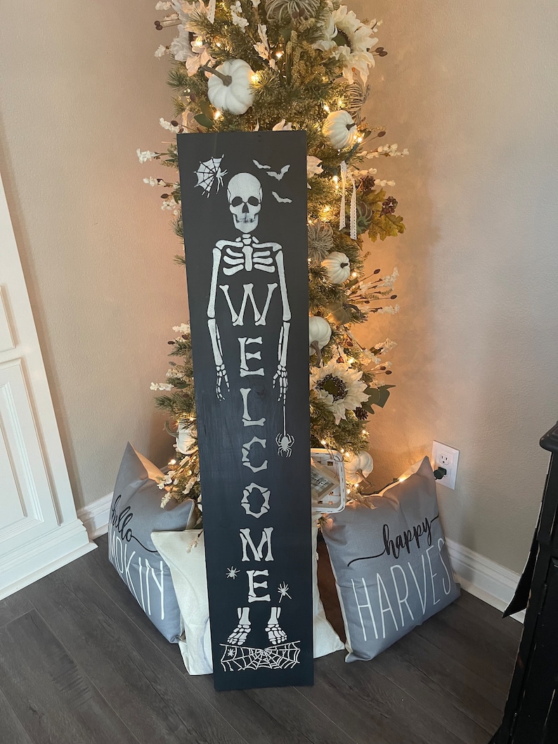 Skeleton Welcome Porch Sign - Etsy