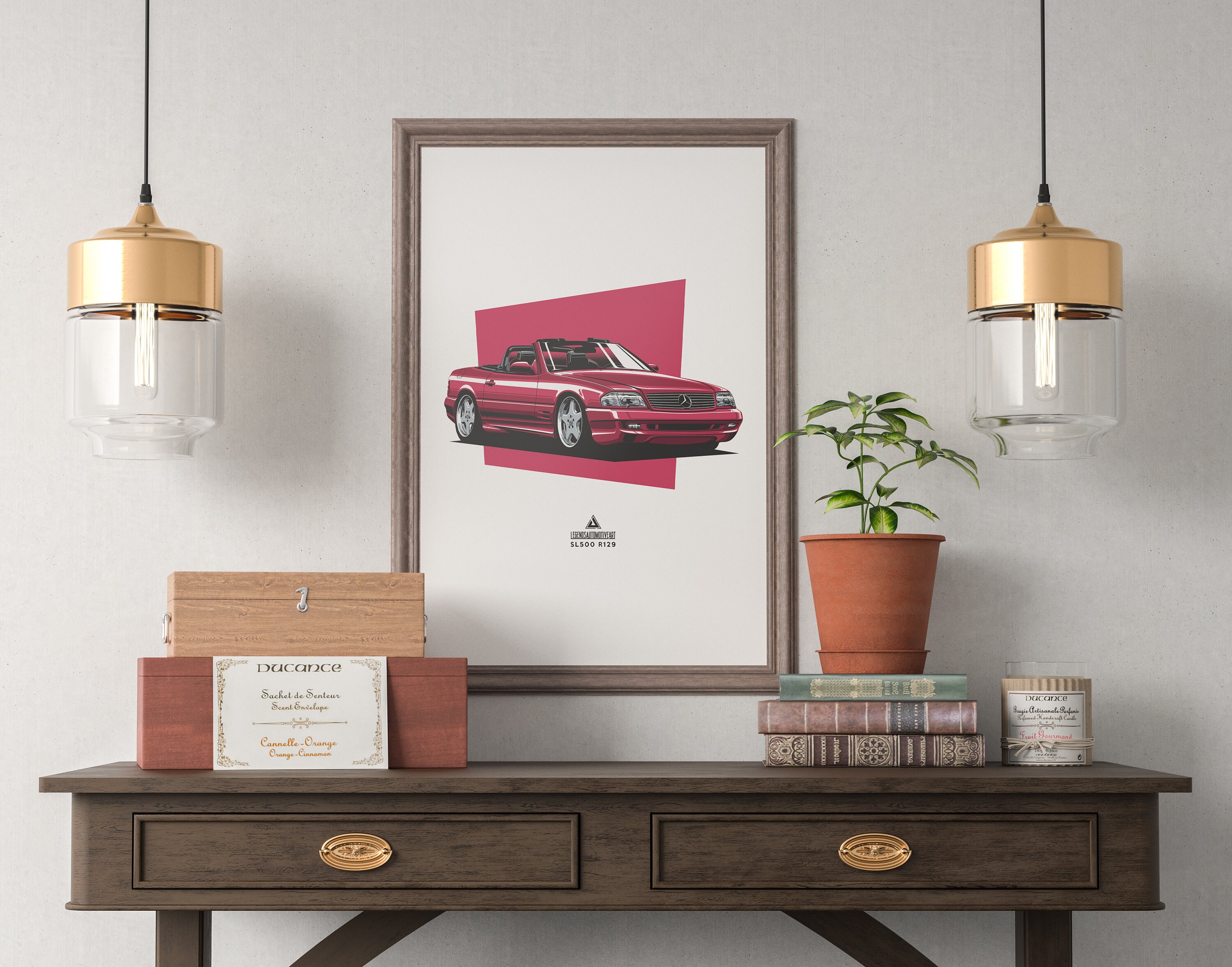 Mercedes-benz Poster | SL500 R129 | Red Sport Car Convertible | Car ...