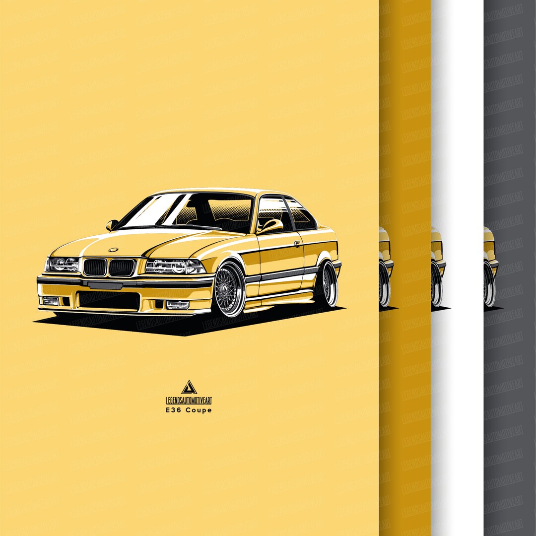 BMW E36 Coupe - Digital Illustration / Gift for Petrolhead / Gifts for Him / First Car / Classic ...