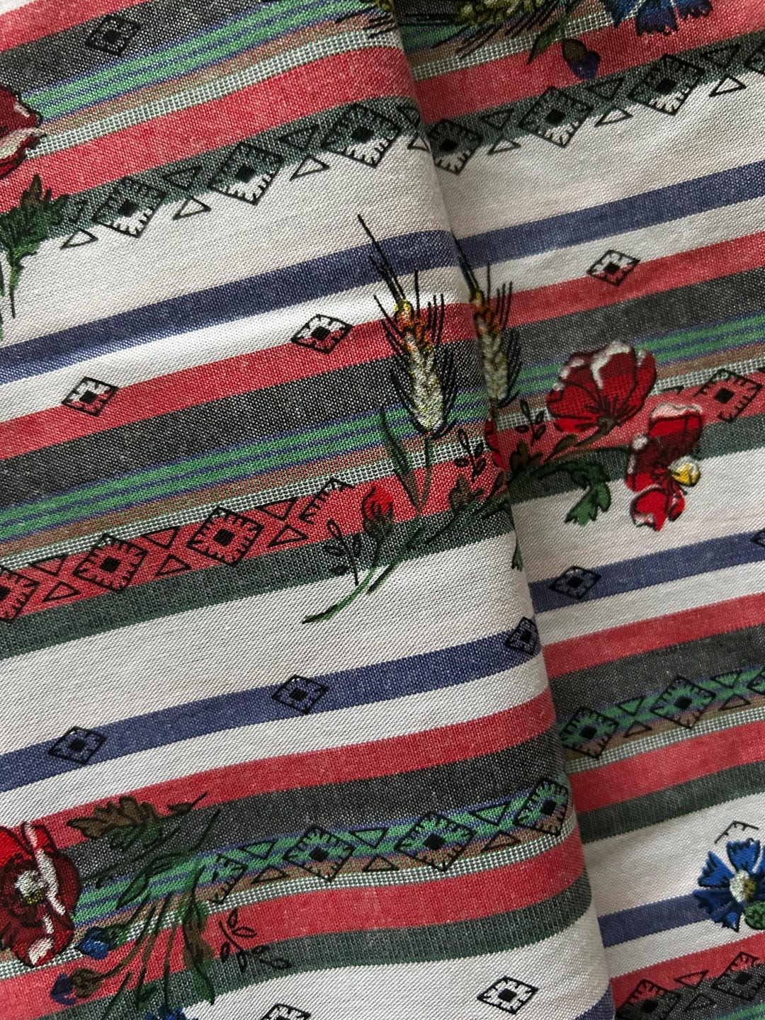 Late 1970s Cotton New Old Stock Decor Dressmaking Stripes Floral - Etsy