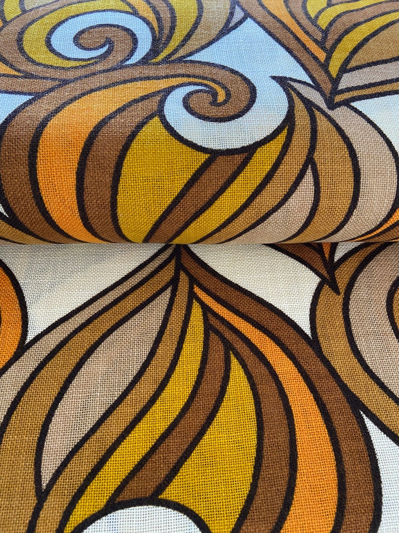 Vintage 70er Jahre Groovy Stoff Mid Century New Old Stock Panton Gelb ...