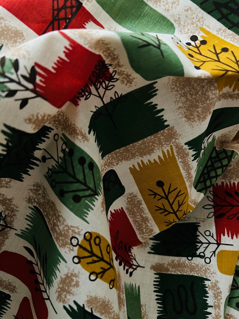 Mid Century Fabric Cotton New Old Stock Vintage Dressmaking Decor Rare ...