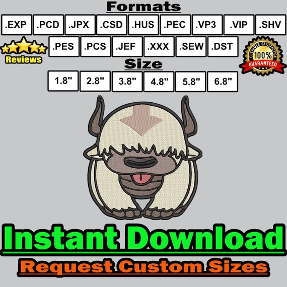 Appa Avatar Embroidery Patch Embroidery Appa Download | Etsy