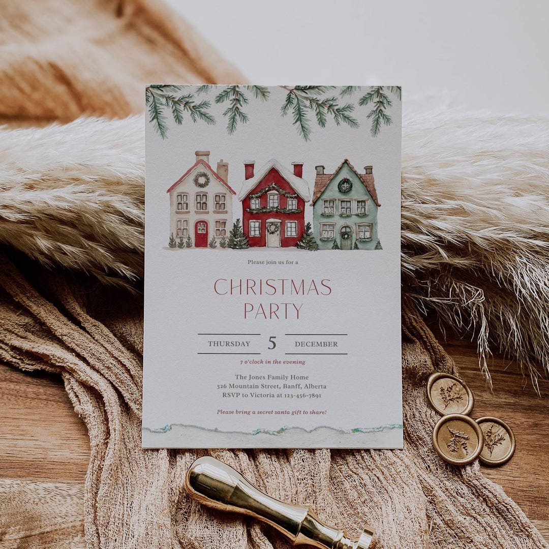 Christmas Party Invitation Printable Holiday Party Invite Secret Santa ...