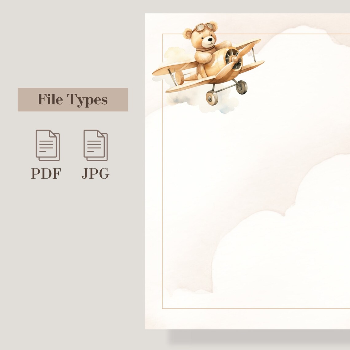 Cute Teddy Bear Printable Stationary Lined Paper Letter Writing Paper ...