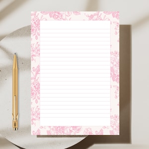 Printable Stationery Set for Office Supply Bundle With Border Floral ...