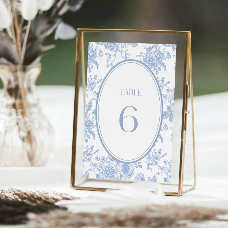 Floral Wedding Table Number Template: Gold Frame (digital Download) - Etsy
