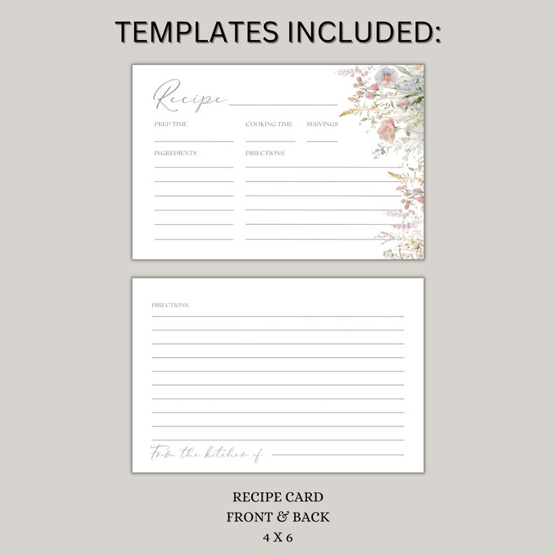 Downloadable Floral Recipe Card Template, Editable Floral Recipe Card ...
