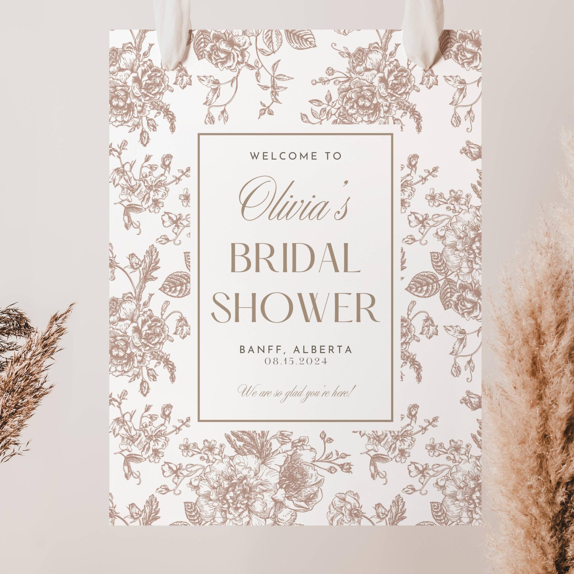 Neutral Toile Welcome Sign Template Fall Bridal Shower Welcome Sign ...