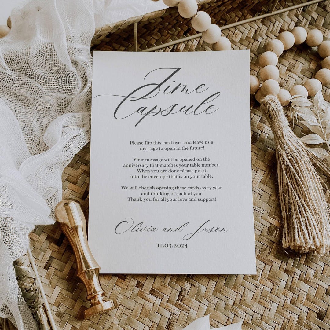 Wedding Time Capsule Cards Anniversary Message Cards Wedding Reception ...