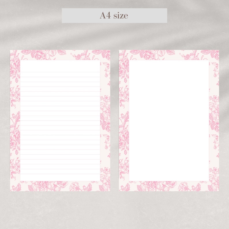 Floral Toile De Jouy Printable Letter Writing Paper Stationary Lined ...