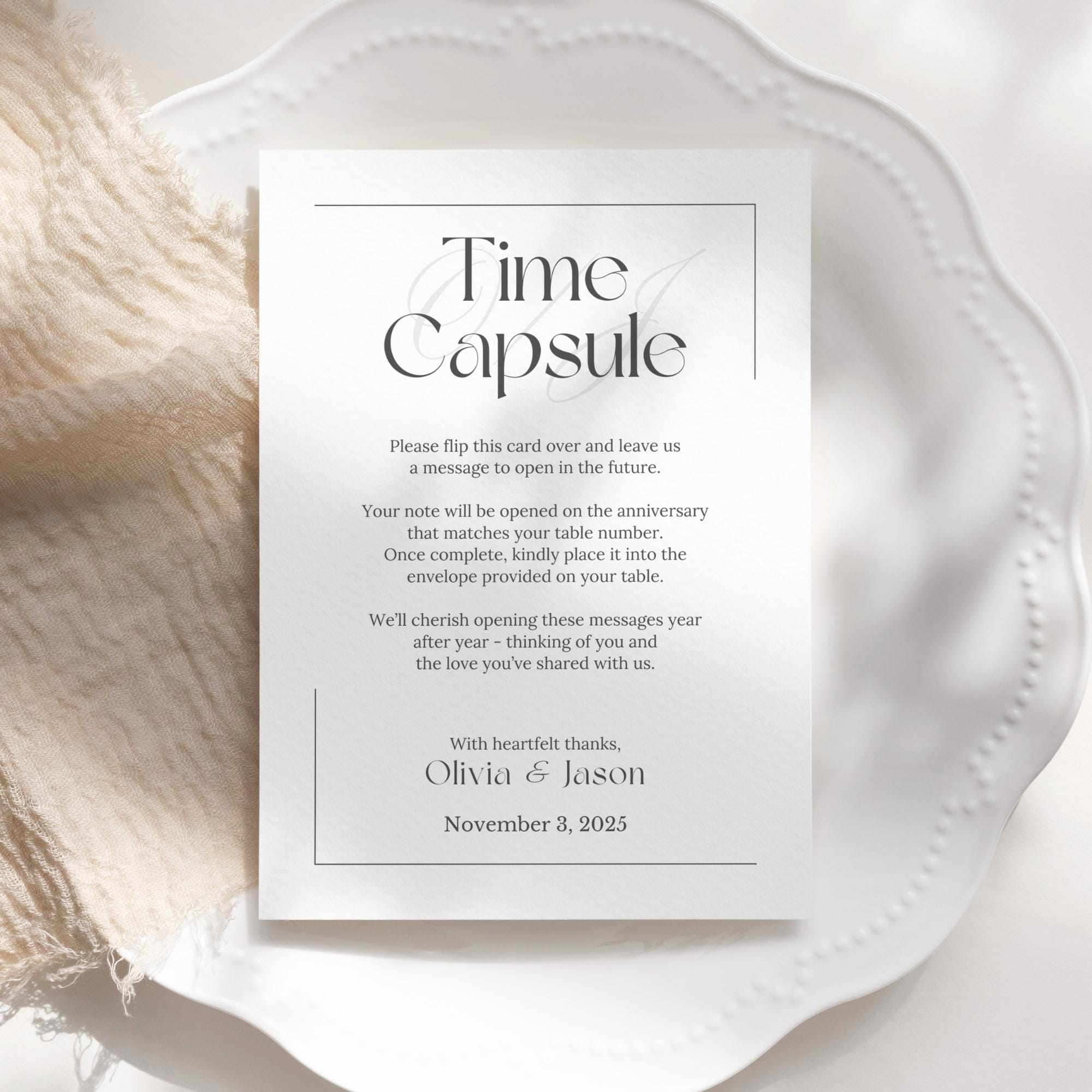 Wedding Time Capsule Cards Editable Template Anniversary Message ...