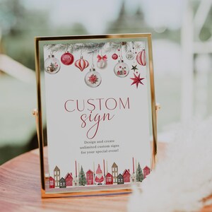 Editable Christmas Custom Sign Template Printable Christmas Party Sign ...