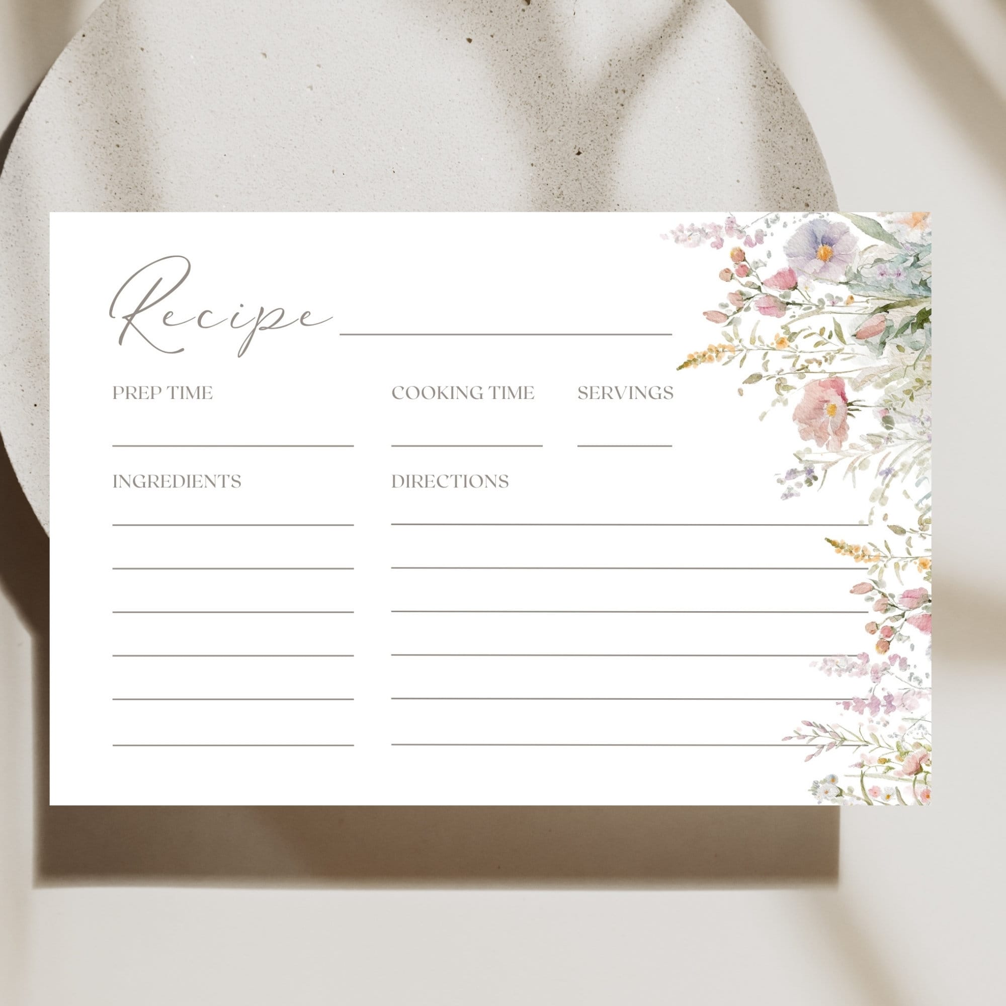 Downloadable Floral Recipe Card Template, Editable Floral Recipe Card ...