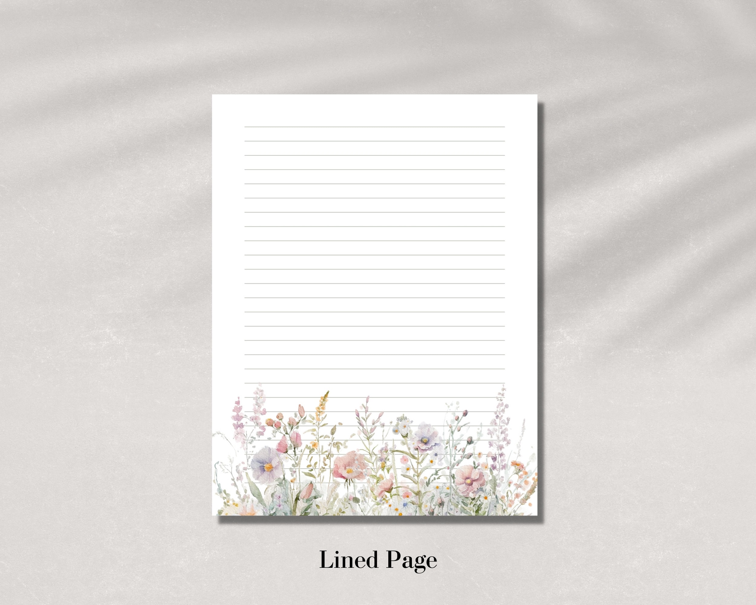 Field Blooms Printable Stationary Lined Paper Printable - Etsy Canada
