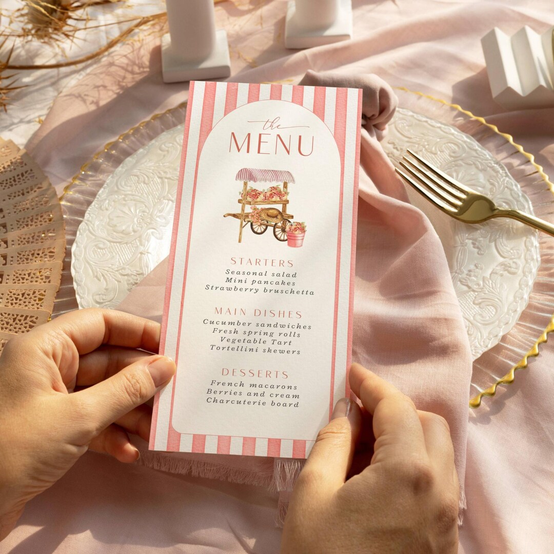 Bridal Shower Menu Floral Spring Wedding Menu Template Wedding ...