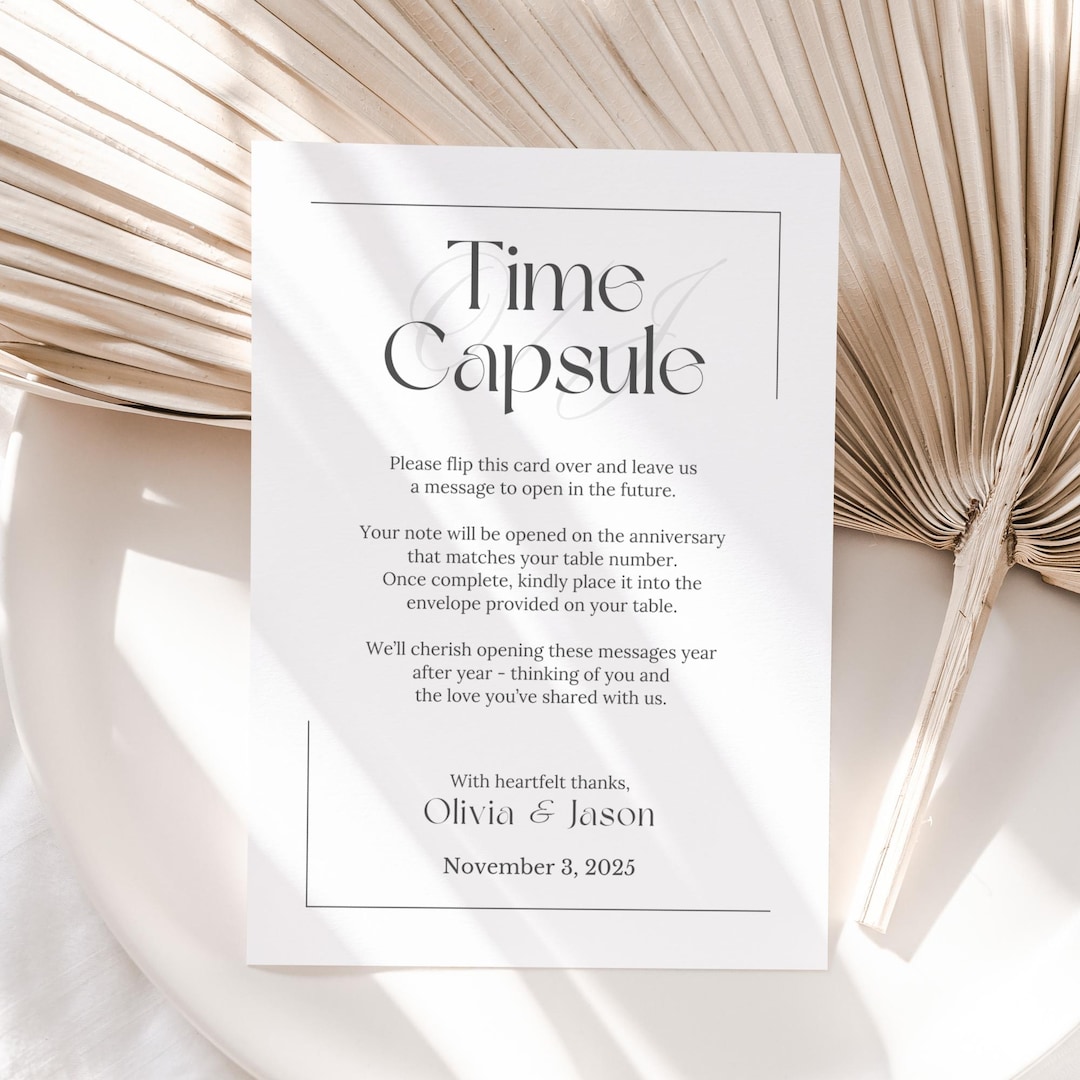 Wedding Time Capsule Cards Editable Template Anniversary Message ...