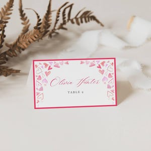 Editable Place Card Template DIY Bridal Shower Baby Shower Heart Party ...