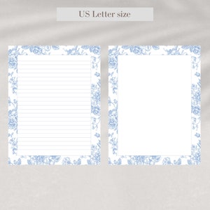 Blue Floral Toile Stationery Set: Printable Letter & Planner (digital ...