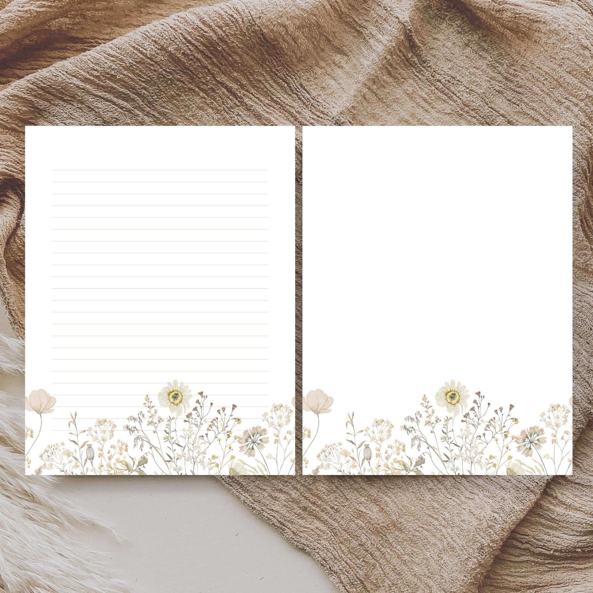 Floral Printable Letter Paper Lined Unlined Letter Paper Writing ...