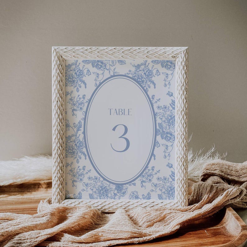 Floral Wedding Table Number Template: Gold Frame (digital Download) - Etsy