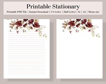 Autumn Stationary Printable Stationery Fall Letter Writing - Etsy