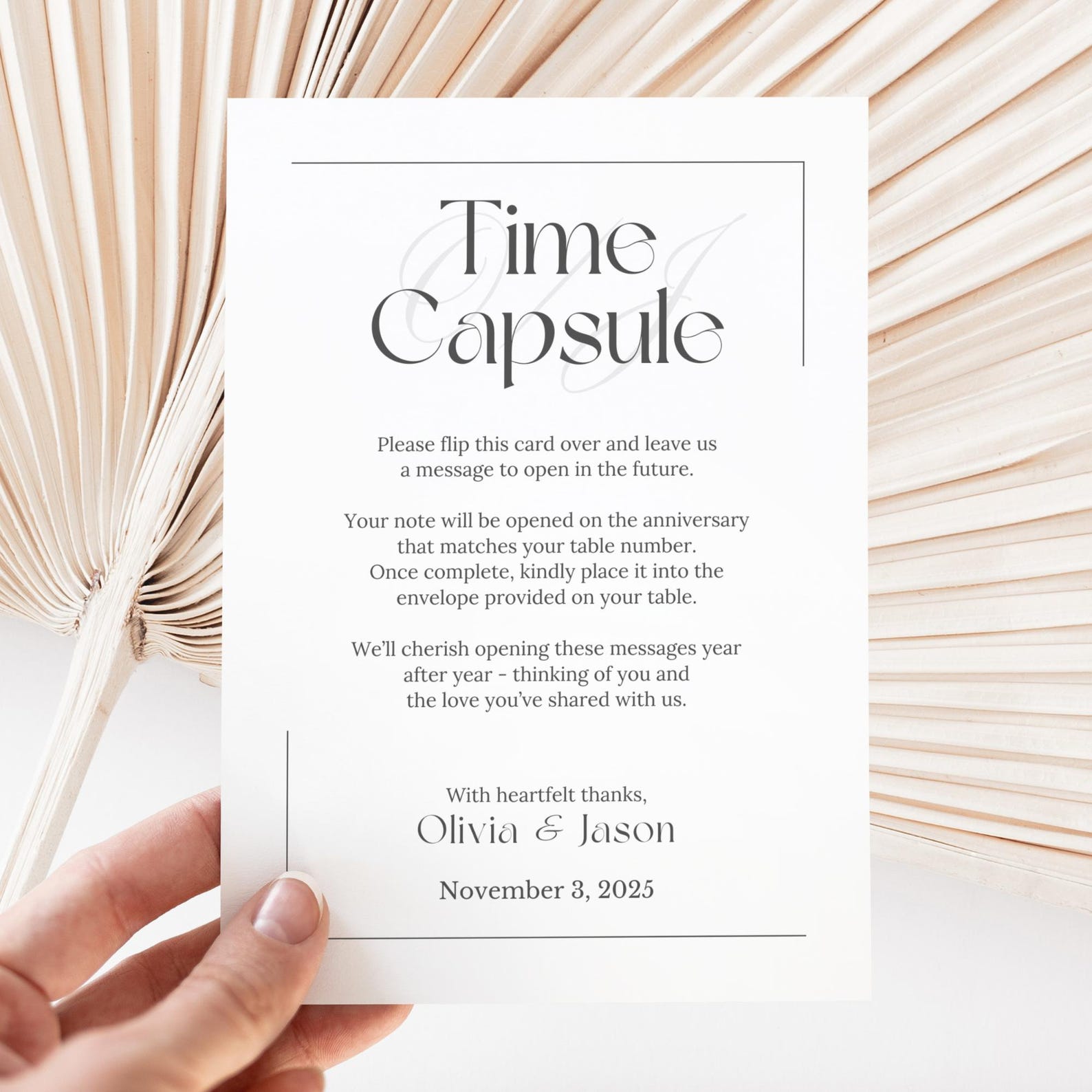 Wedding Time Capsule Cards Editable Template Anniversary Message ...