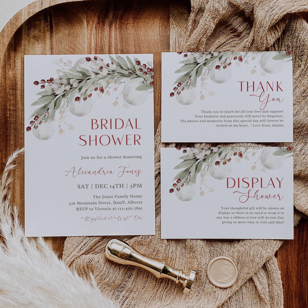 Christmas Bridal Shower Invitation Bundle Display Shower Card Insert ...