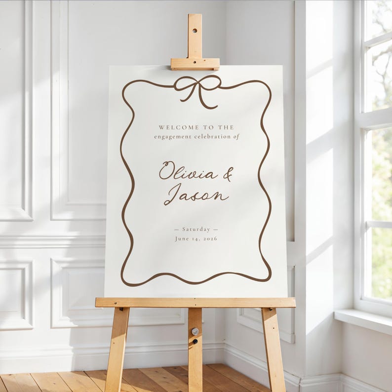 Engagement Party Welcome Printable Wedding Sign Editable Canva Bow ...