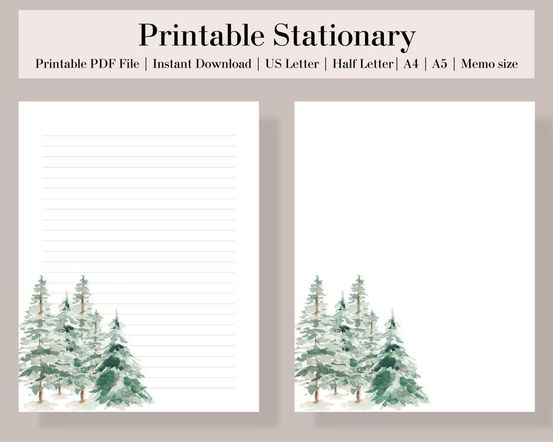 Downloadable Letter Writing Paper Writing Paper Set Forest Trees ...