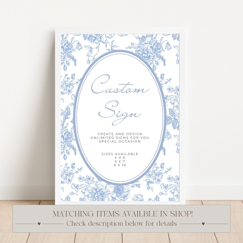 Blue Chinoiserie Bridal Shower Welcome Sign Template Editable Welcome ...