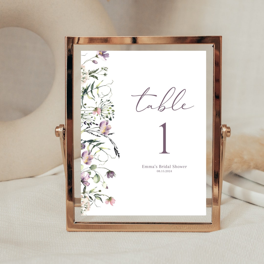 Wildflower Table Number Template, Boho Floral Bridal Shower Table ...