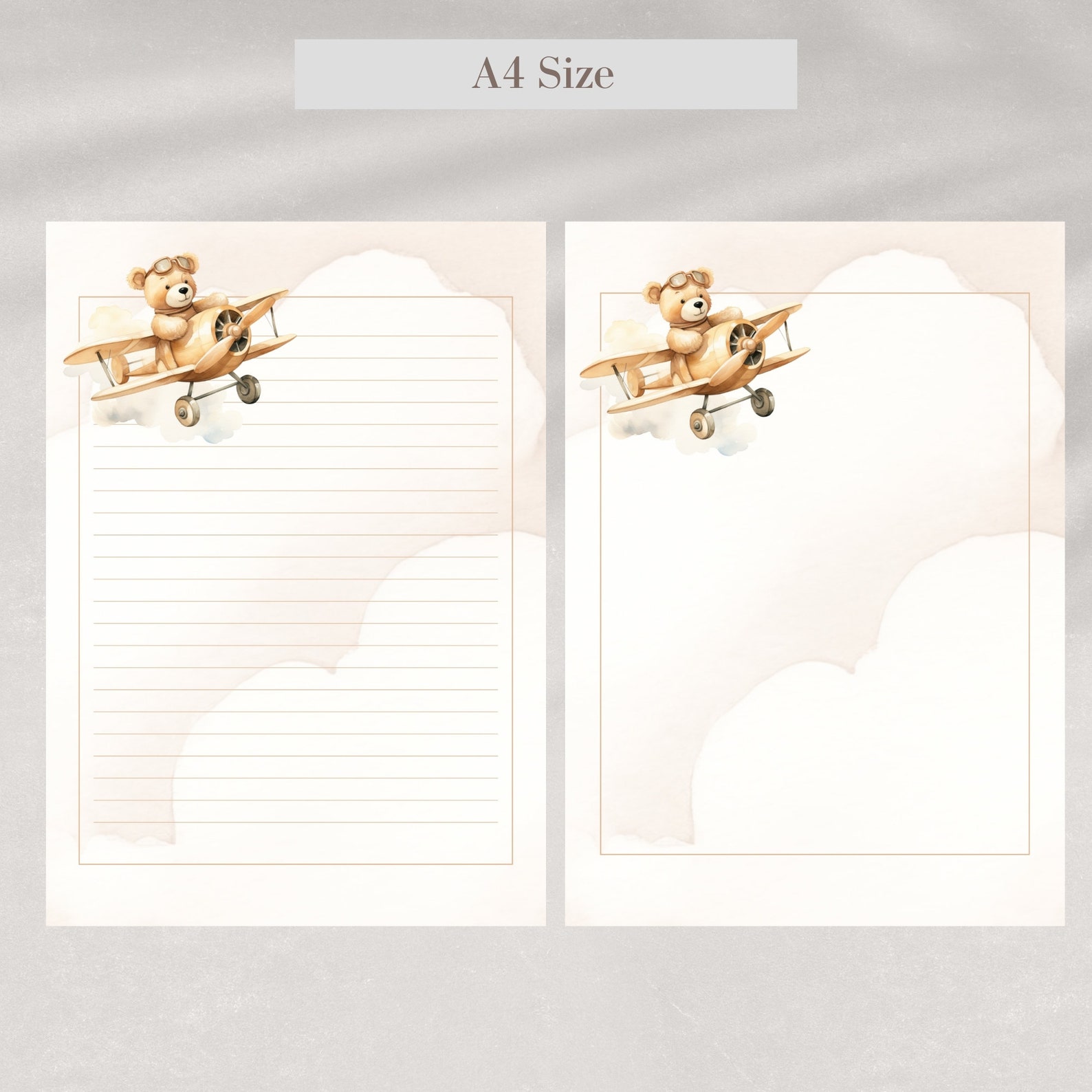 Cute Teddy Bear Printable Stationary Lined Paper Letter Writing Paper ...