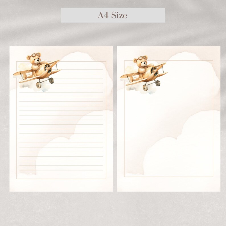 Cute Teddy Bear Printable Stationary Lined Paper Letter Writing Paper ...