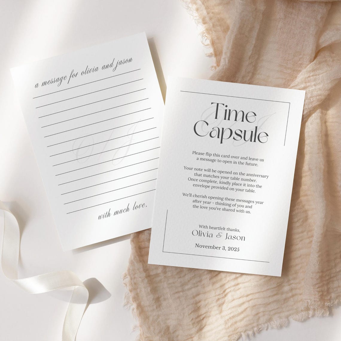 Wedding Time Capsule Cards Editable Template Anniversary Message ...