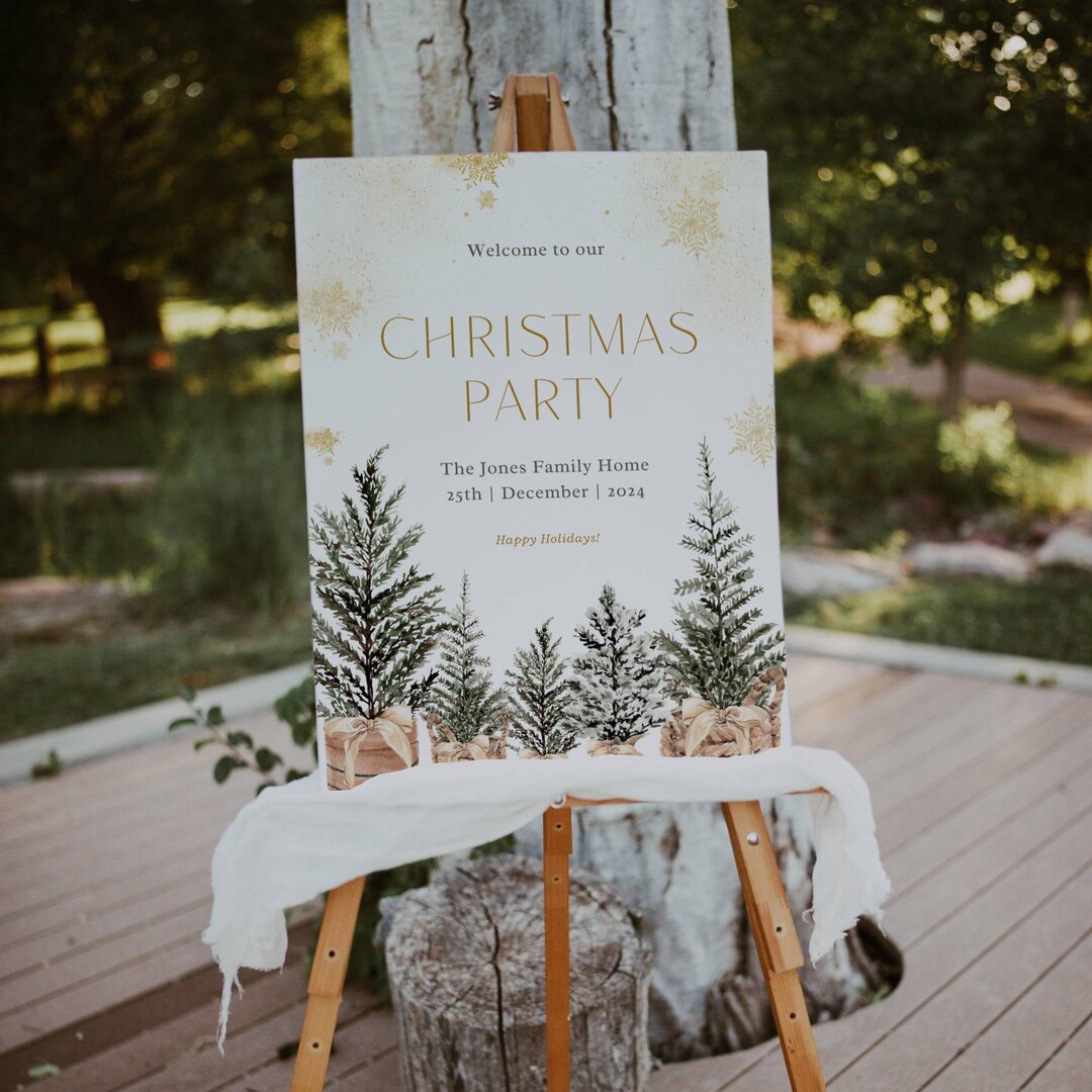 Christmas Party Welcome Sign Printable Holiday Party Decor Digital ...