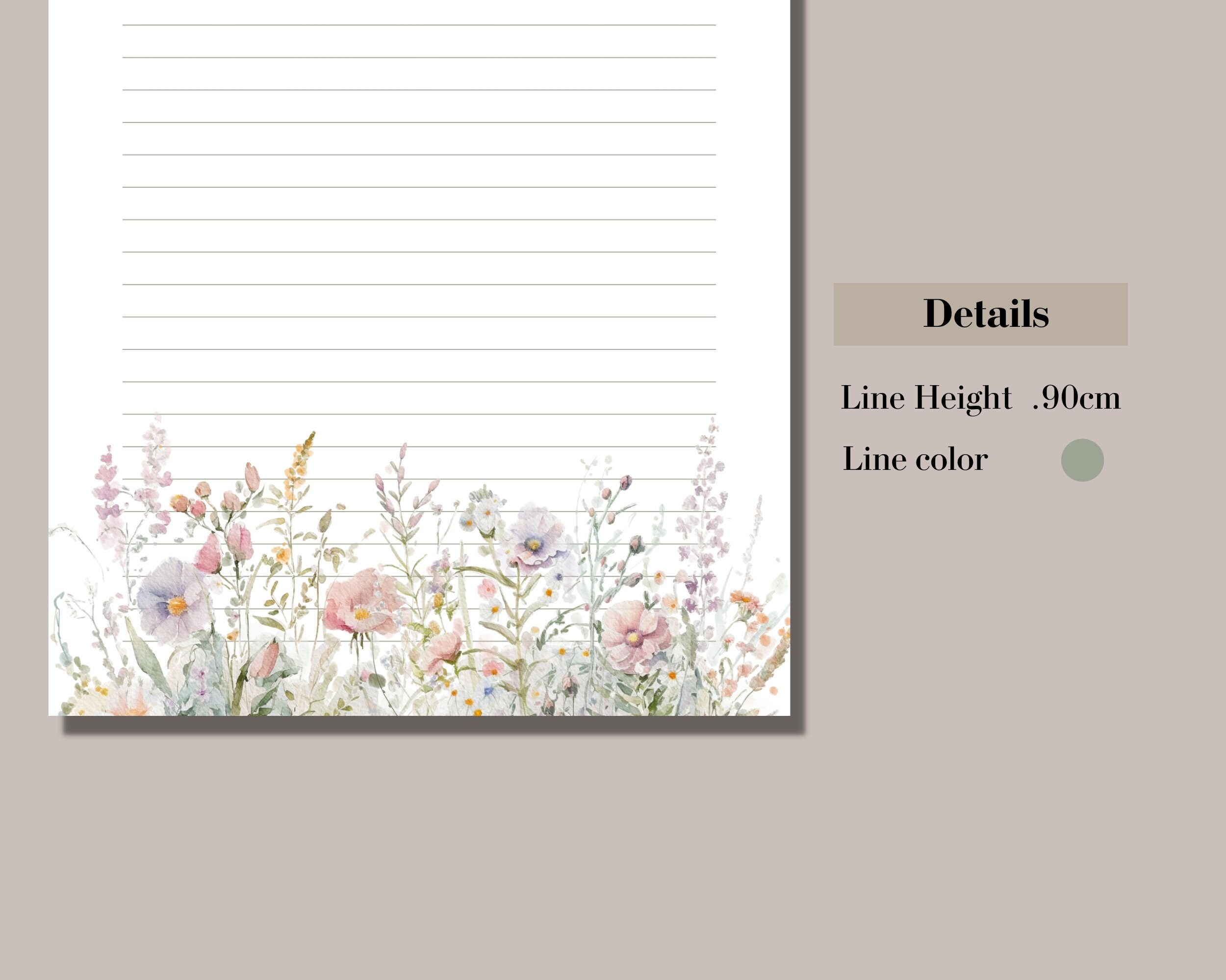 Field Blooms Printable Stationary Lined Paper Printable - Etsy Australia