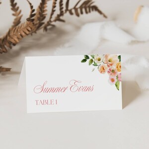 Floral Bridal Shower Name Card Template Printable Place Card Template ...