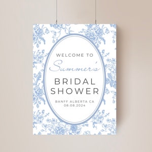 Blue Chinoiserie Bridal Shower Welcome Sign Template Editable Welcome ...