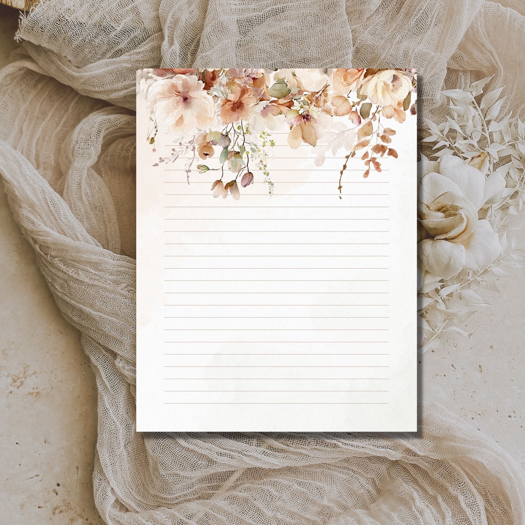 Printable Stationary Bundle, Printable Letter Writing Paper, Neutral ...