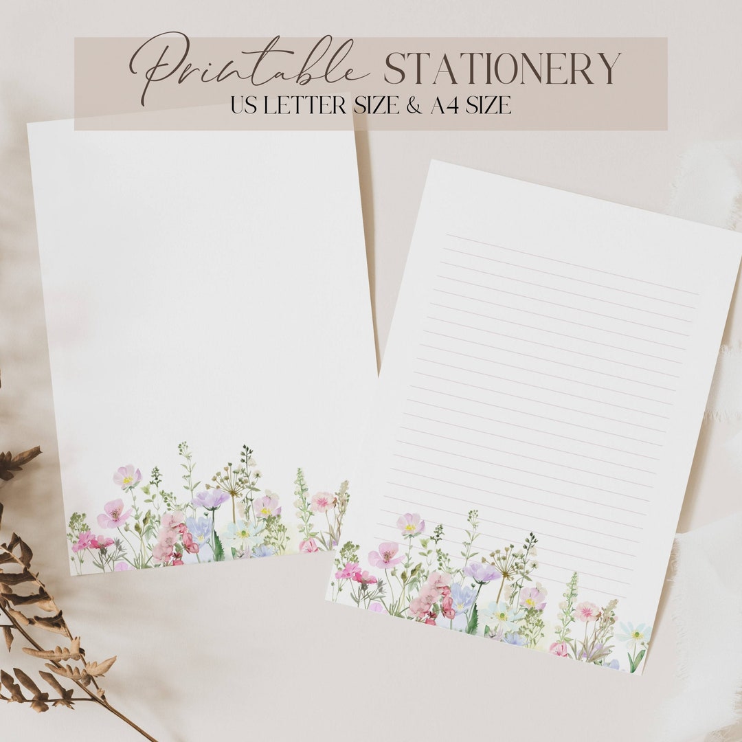 Wildflower Printable Stationery Set: Floral Letter Writing Paper ...
