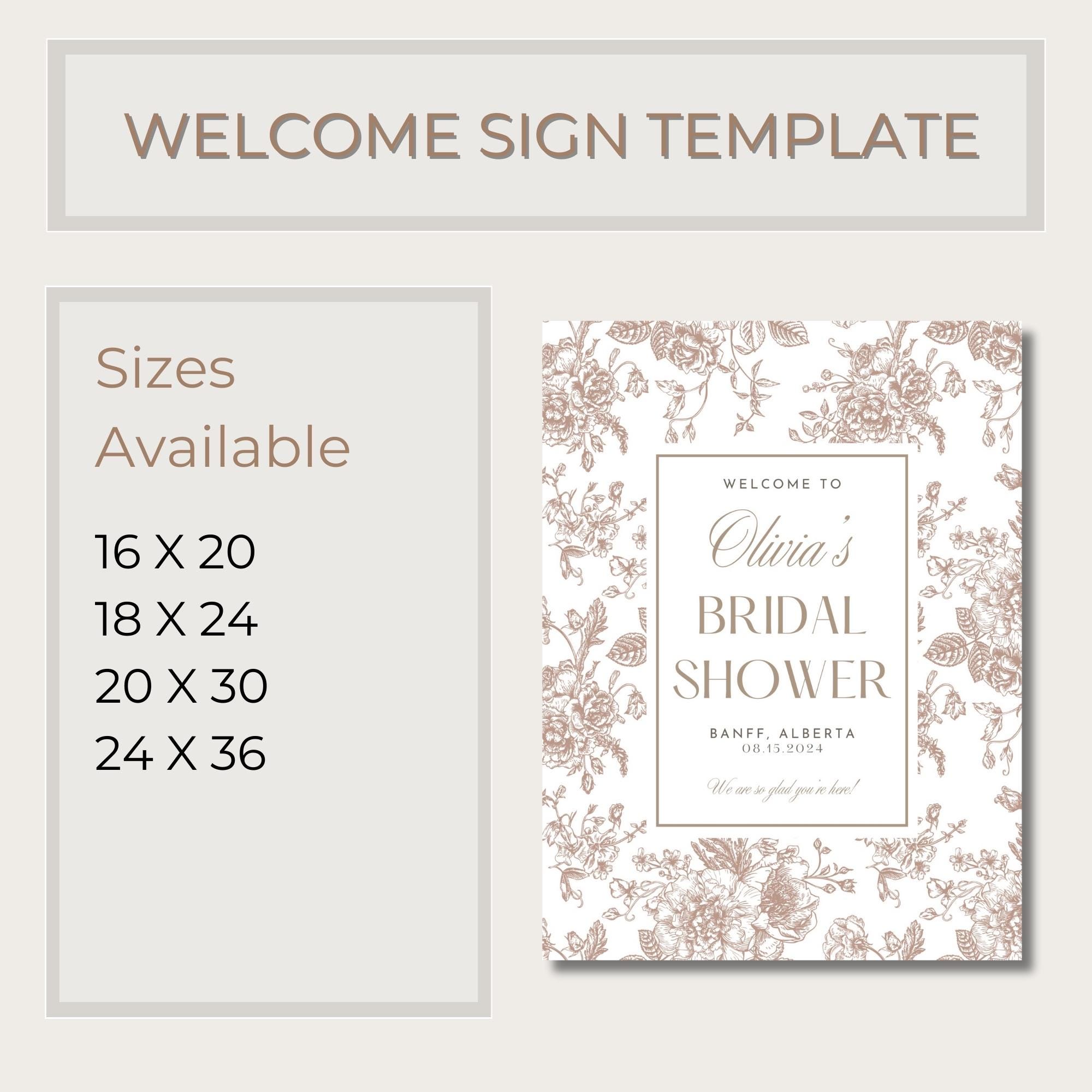Neutral Toile Welcome Sign Template Fall Bridal Shower Welcome Sign ...